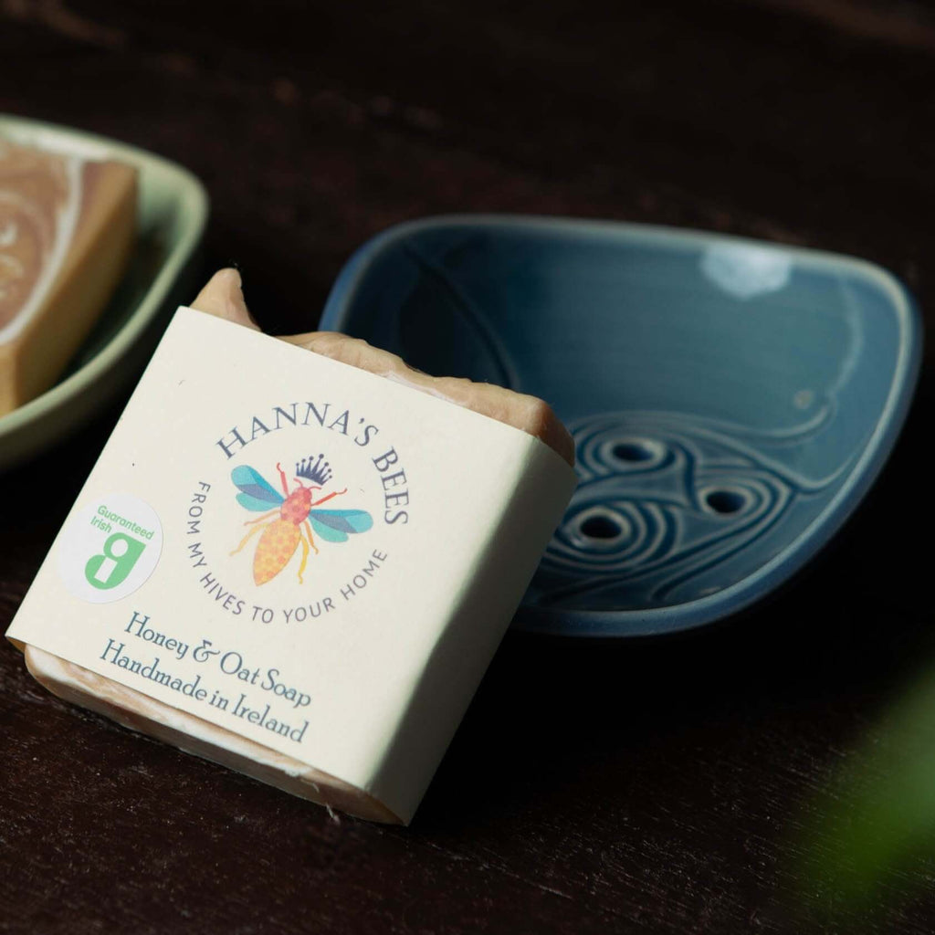 Cool-Blue-Hand-Carved-Soap-Holder-and-Honey-and-Oat-Soap – Foxy & Green ...